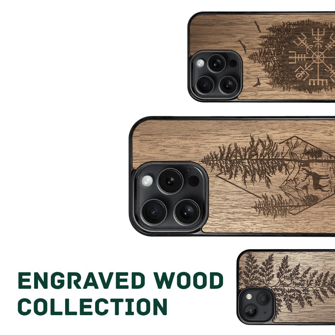Engraved design Wood iPhone 12 Pro Cases